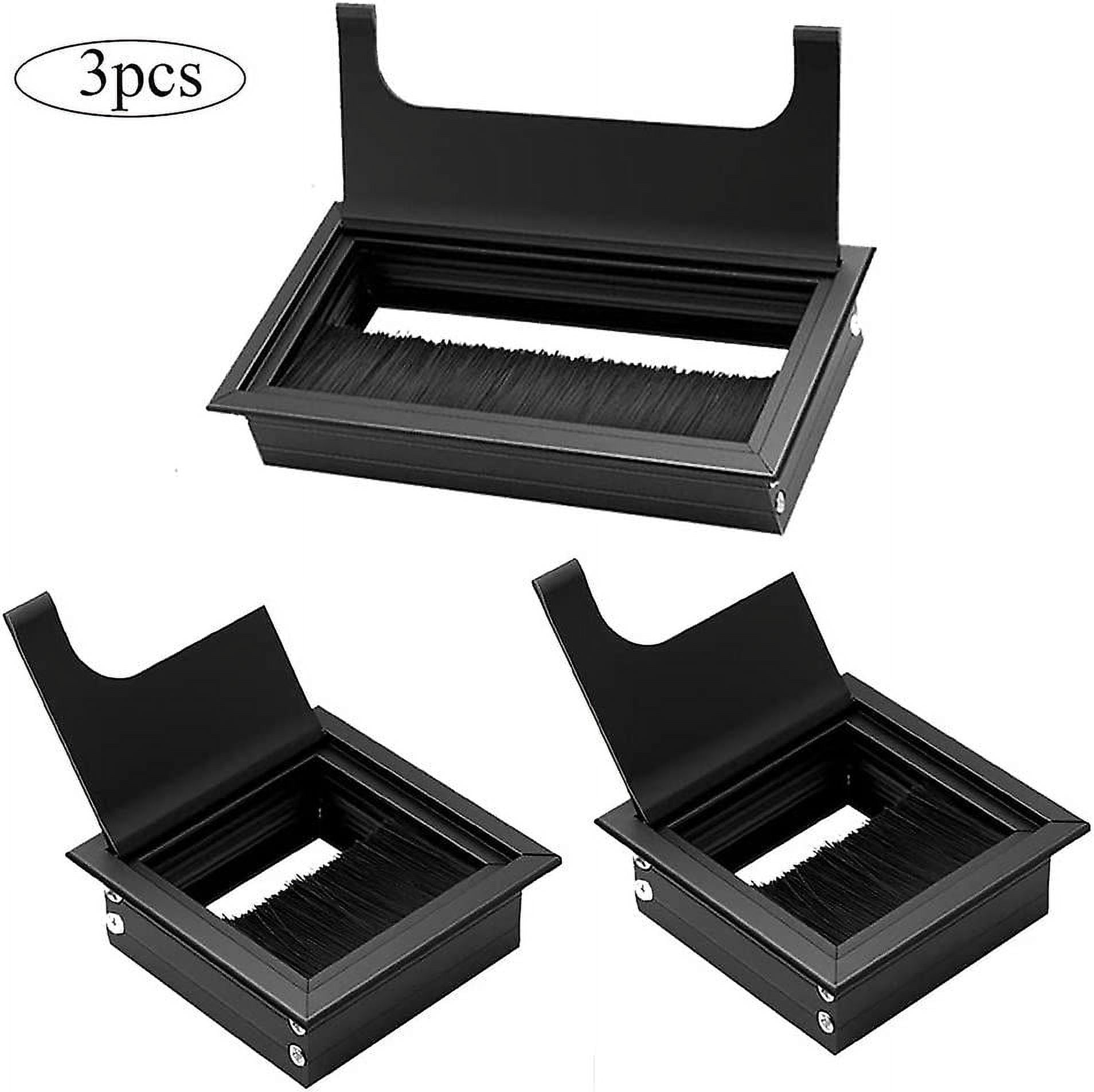 Cable Pass-through Cover 3 Pieces Square Black Cable Pass-thru Built-in ...