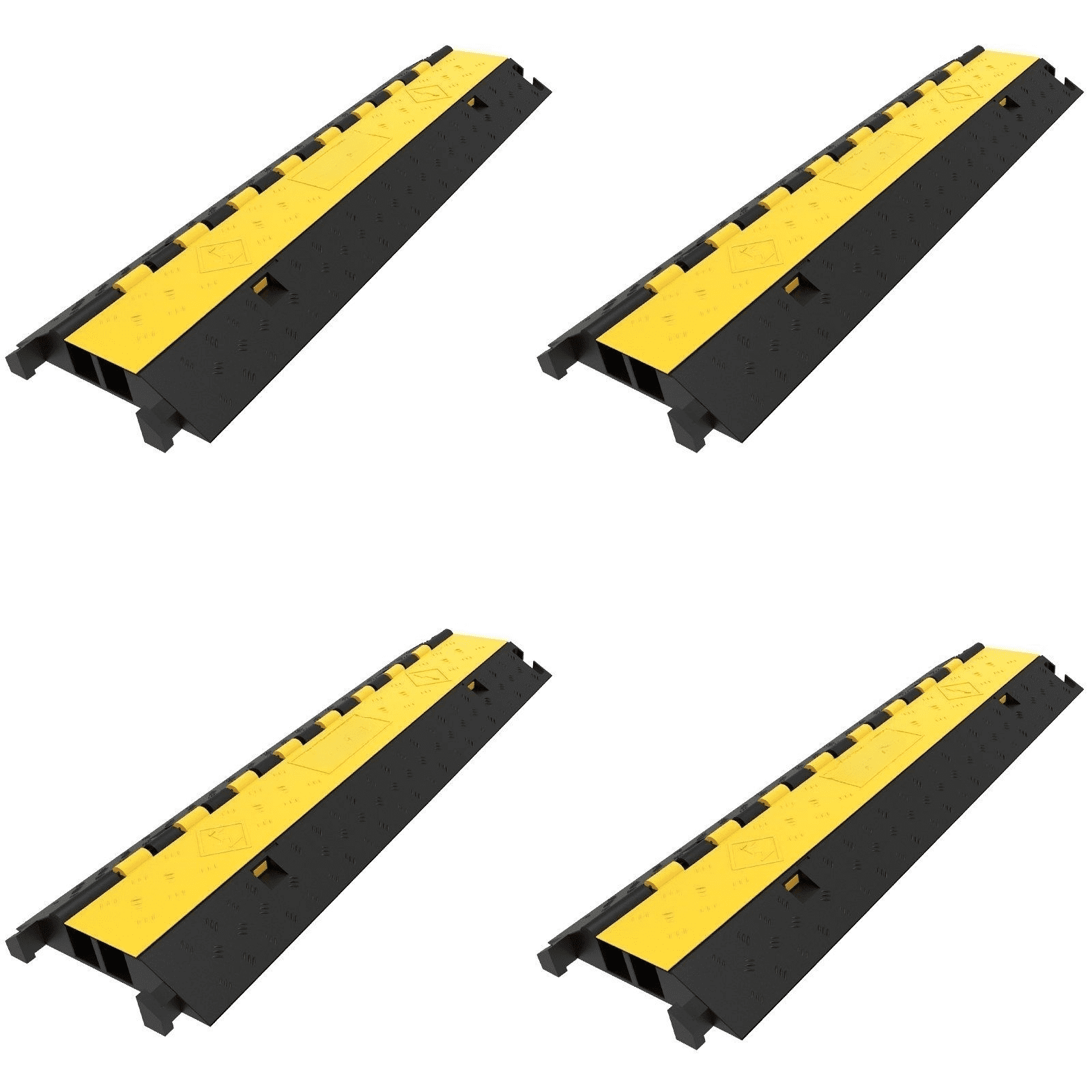 Cable Protector Ramp 4 Pack, 2 Channel - 66,000LB Heavy Duty Rubber ...