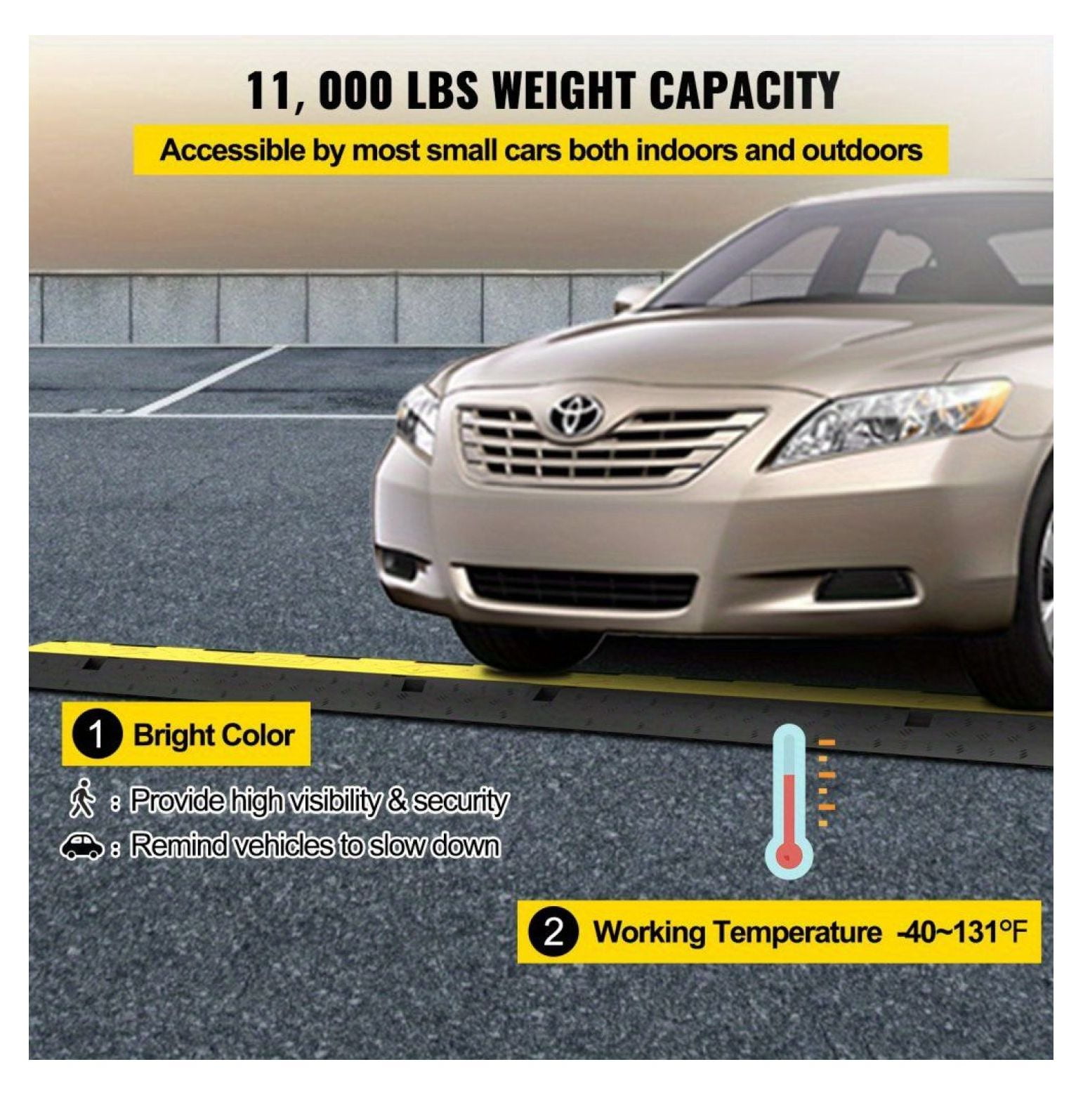 Cable Ramp 3 Pack 2 Channel 11000lbs axle Capacity Floor Cord Cable ...