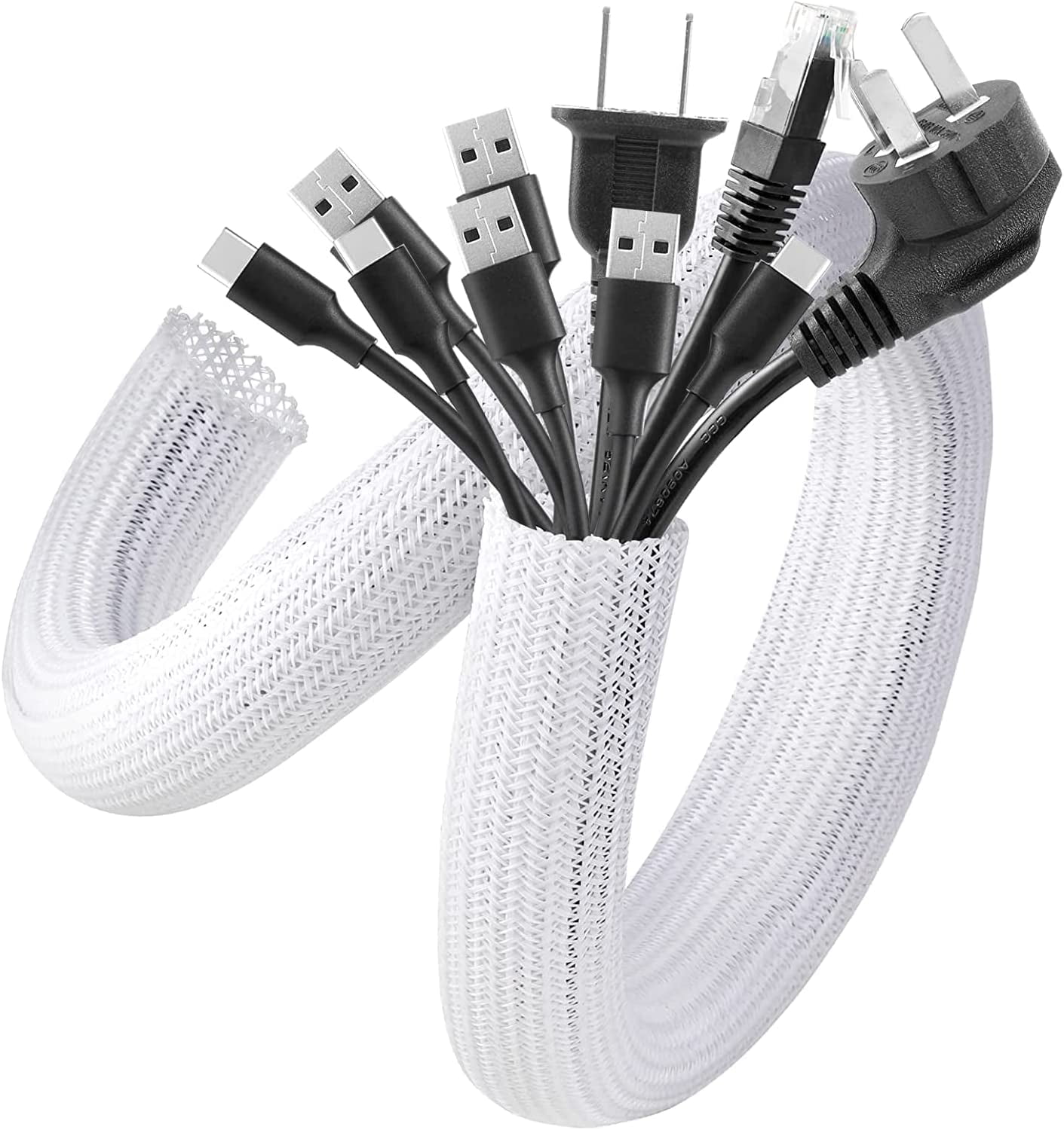 Cable Sleeve, 10ft - 1.5 inch Cable Management Desk Cord Cover ...