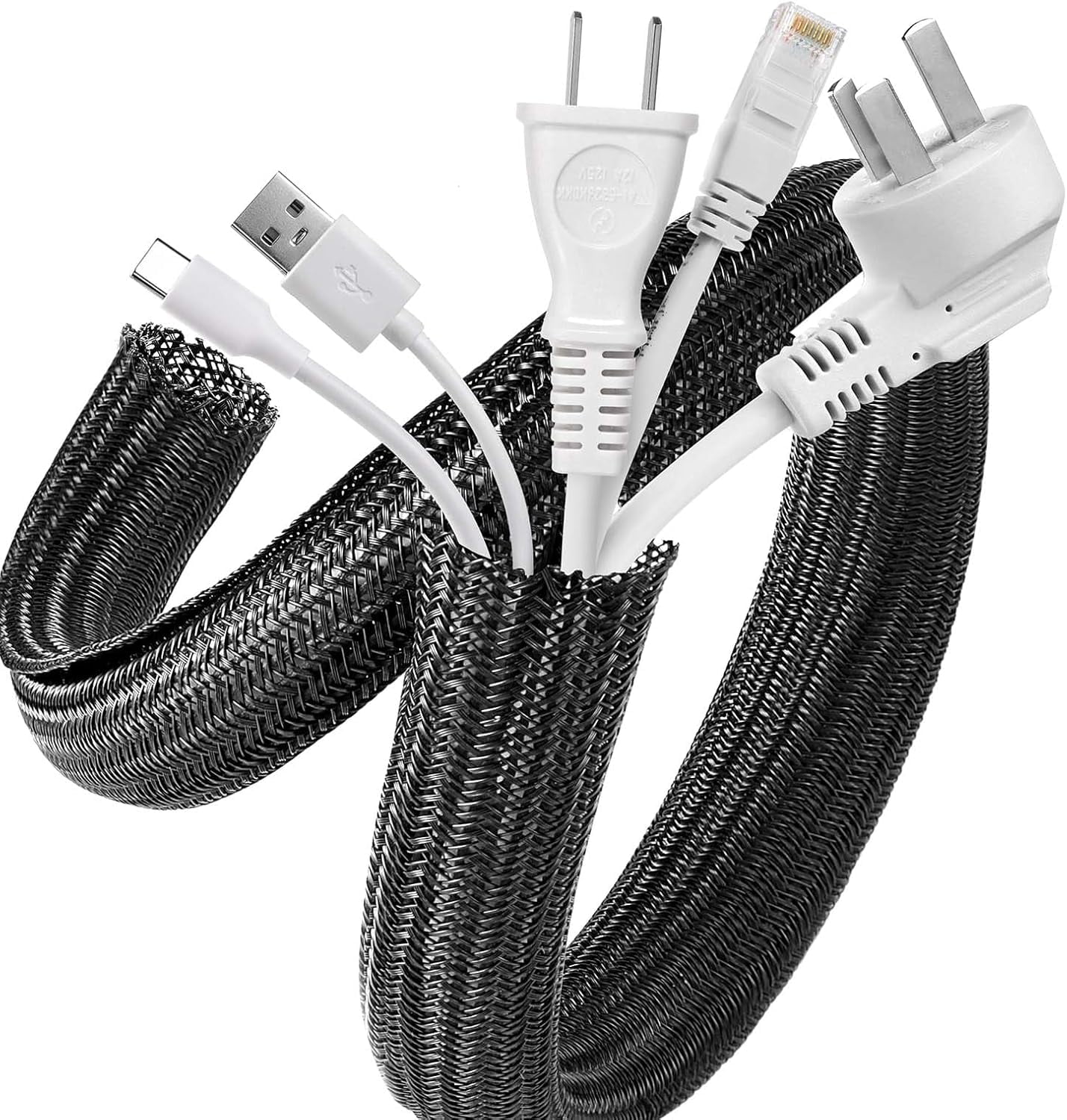 Cable Sleeve Cover, 2 Pack 5ft - 1.2 inch Cord Management Wire ...