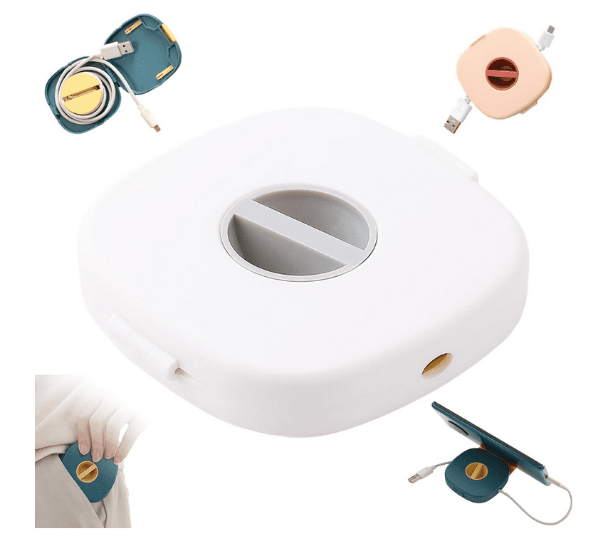Cable Storage Box Portable Data Line Organizer with Rotatable Design ...
