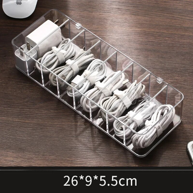 Cable Storage Box Transparent Plastic Data Line Storage Container Dust ...