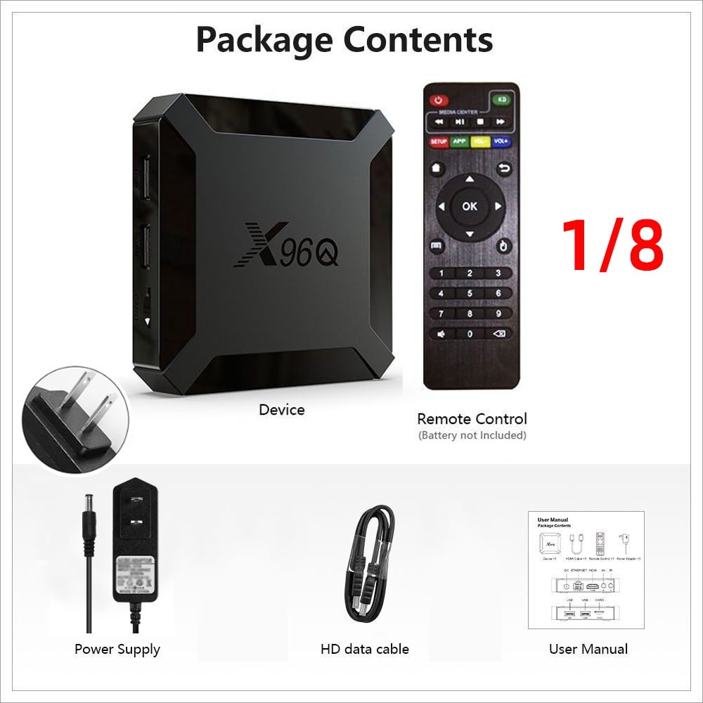 Cable TV Boxes X96Q Network Set-Top Box 4K HD WiFi Android 10 - Walmart ...