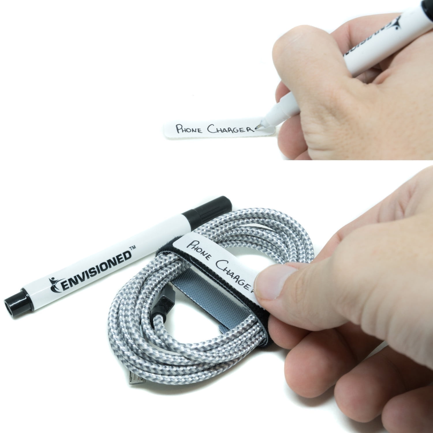 Cable Tags 1/2" x 2" White Labels Writable 50 Pack Bundled with Bonus ...