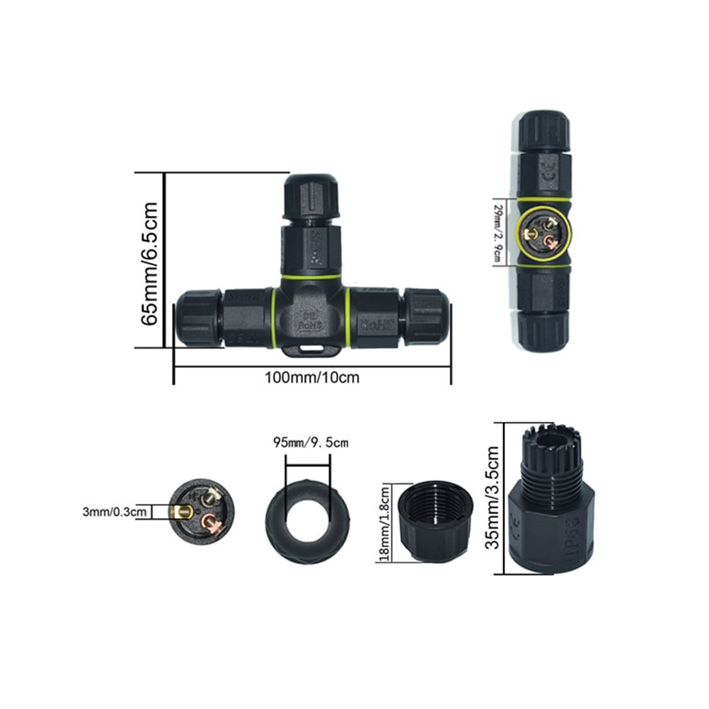 Cable Terminal Adapter,3Way 3 Pin Garden Electrical Adapter Terminal ...