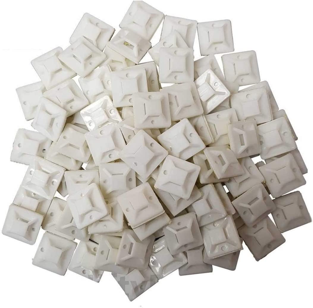 Cable Tie Mounts (25mm x 25mm) Self ADHESIVE Clips Wire Tie Base ...