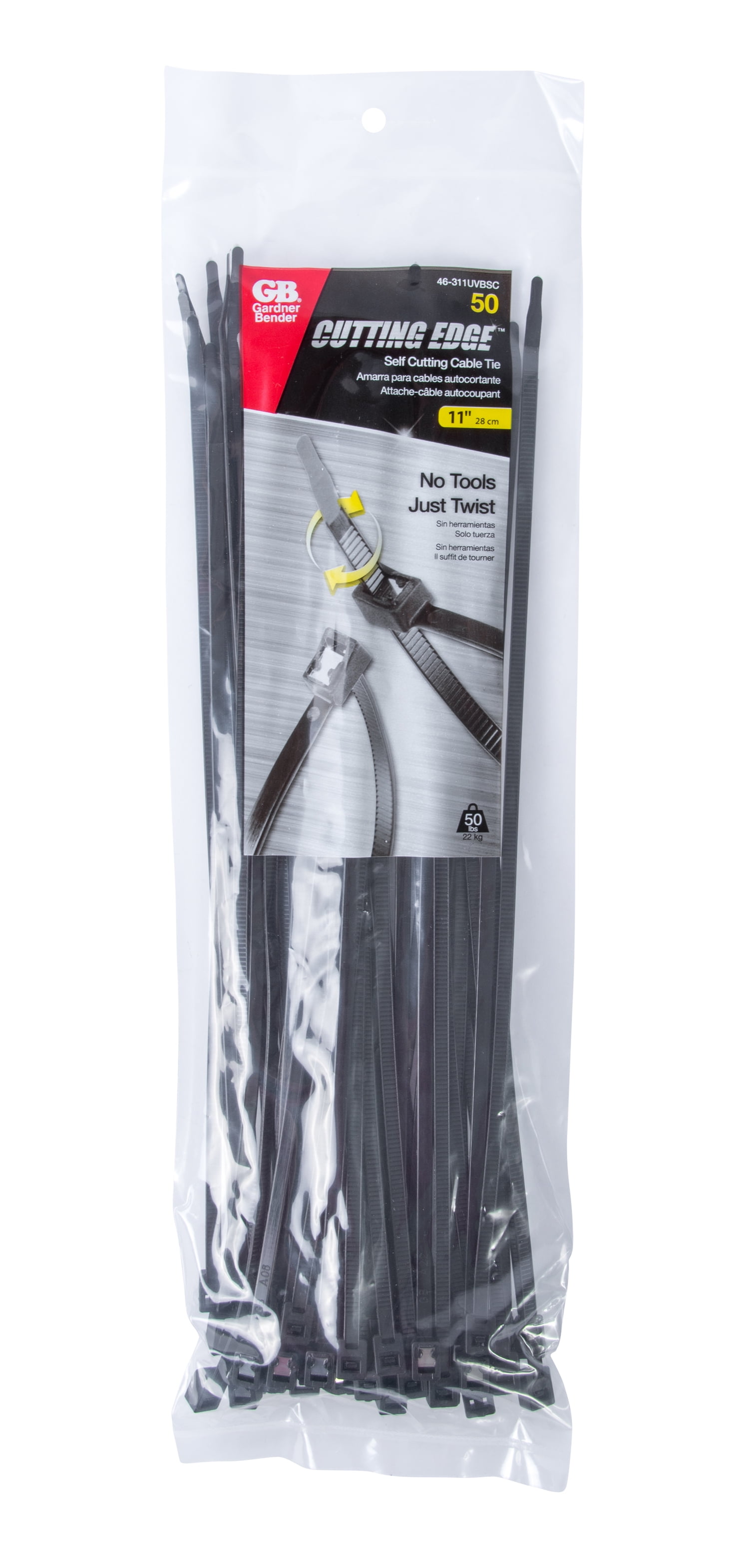 Cable Tie Self Cutting 11" UV Black 50lb (50-Pack) - Walmart.com