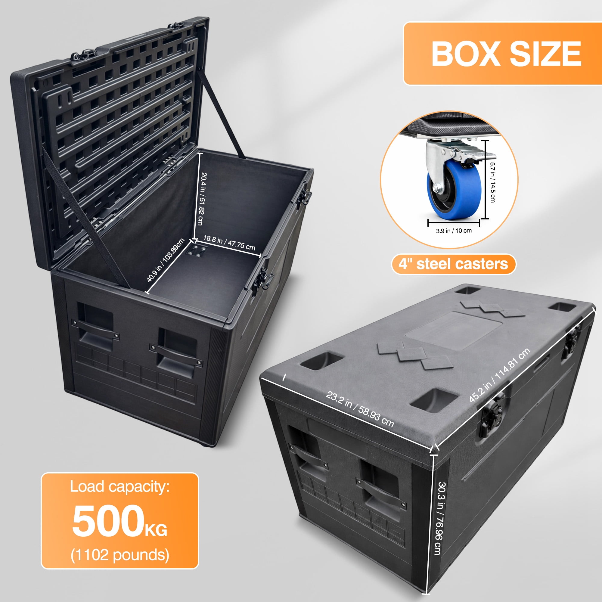 Cable Trunk Road Case Heavy Duty ATA with Lockable Wheels - 44"x22.5 ...