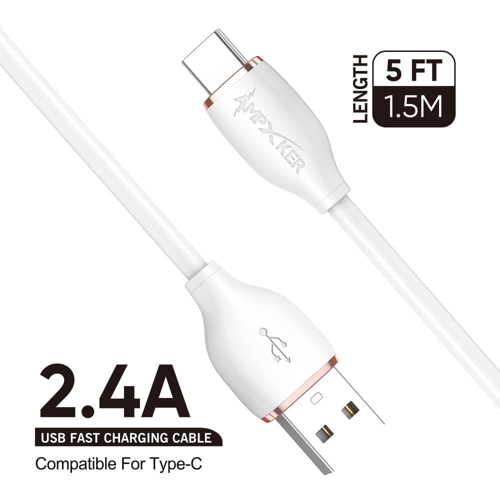 Cable for USB to Type C, 2.4A Fast Charging Thick TPE Cable Charger ...