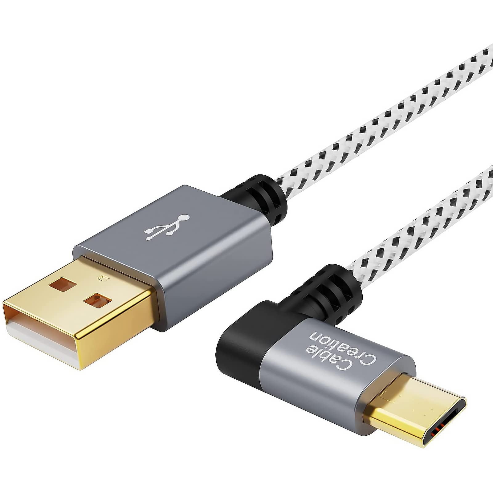 CableCreation [2-Pack 10 Feet Right Angle Micro USB 2.0 Braided Cable ...