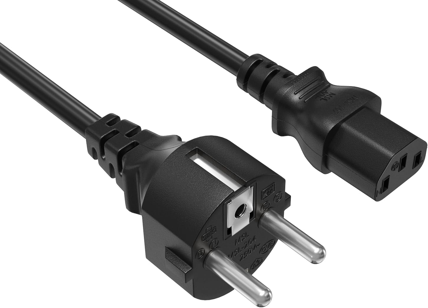 CableLeader 8ft 18AWG European Schuko Power Cord CEE 7/7 to IEC320 C13 ...