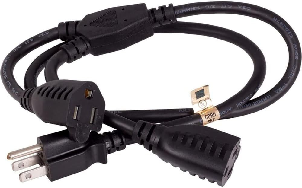 CableLeader Power Cord Splitter Cable, 2 NEMA 5-15R to 1 NEMA 5-15P ...