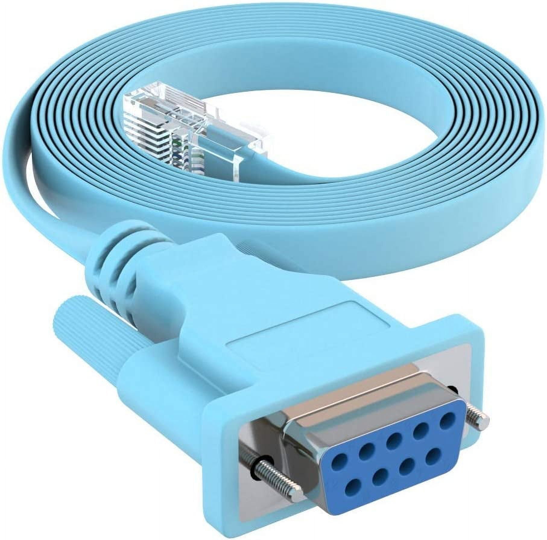 CableRack 15ft DB9 Female to RJ45 Male Rollover Console Cable for Cisco ...