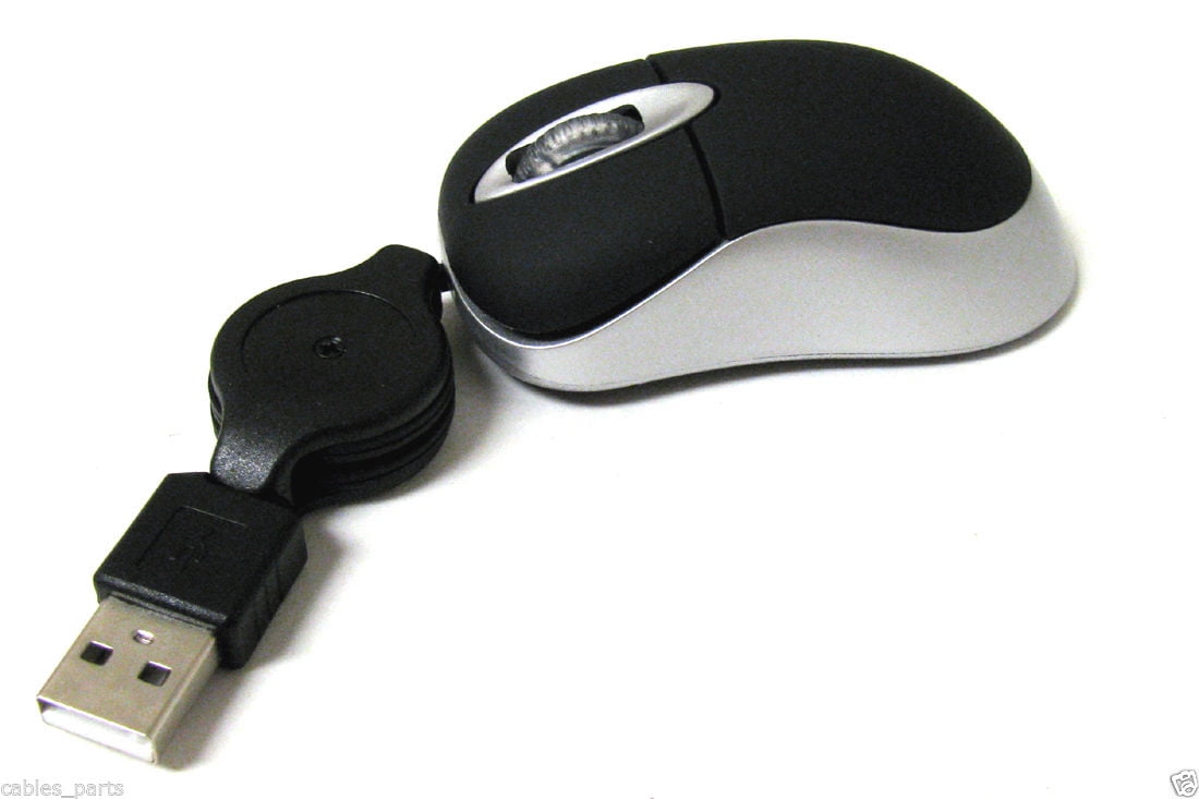 CableVantage Mini Retractable USB Optical Scroll Wheel black Mouse for ...