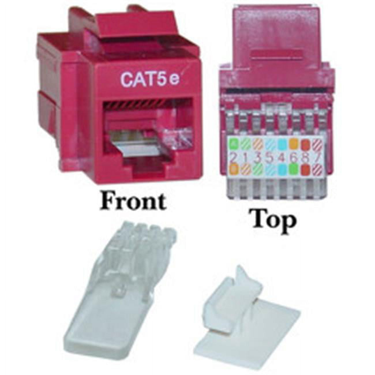 CableWholesale 311-120RD Cat 5e Keystone Jack Red Toolless RJ45 Female ...