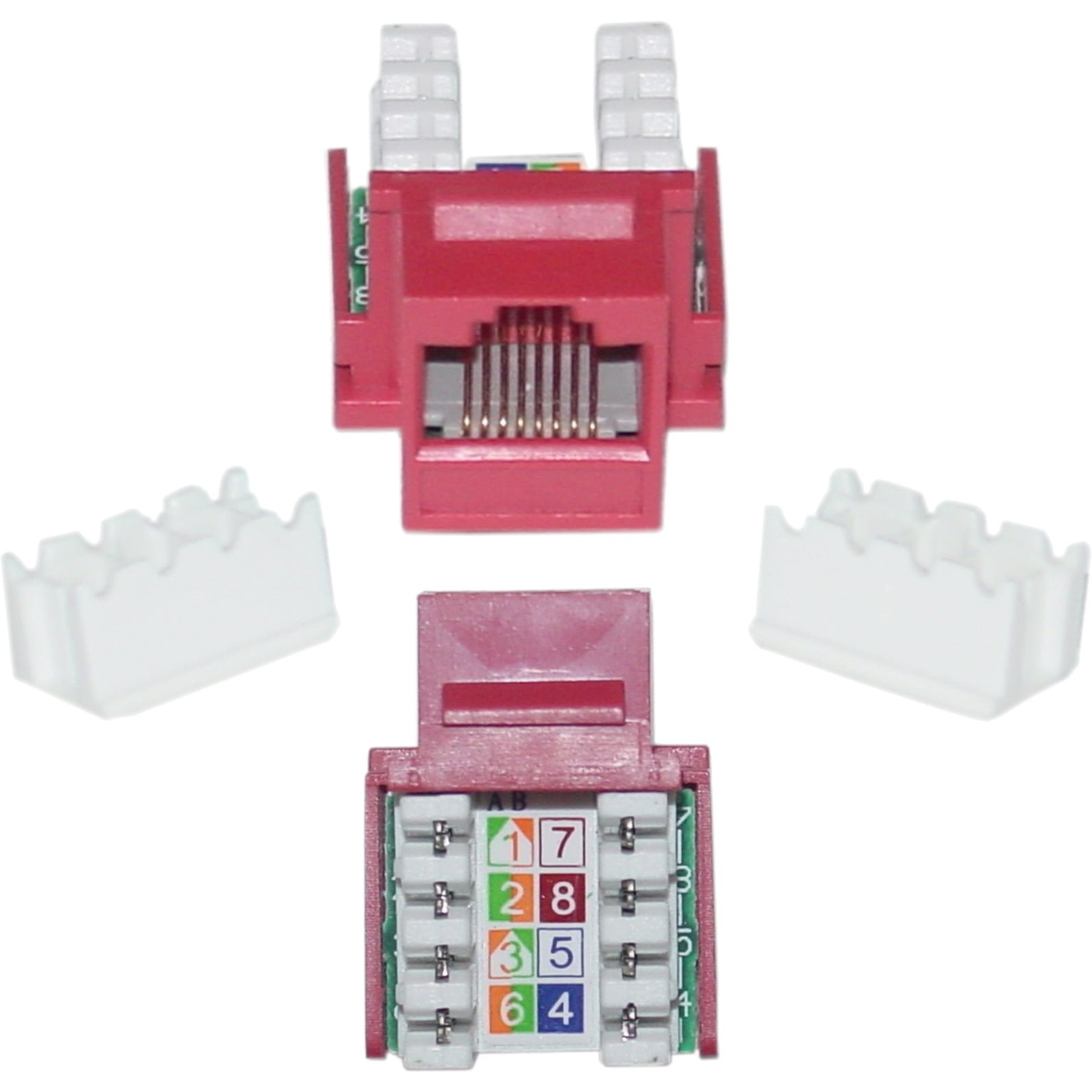 CableWholesale 326-120RD Cat6 Keystone Jack Red RJ45 Female to 110 ...