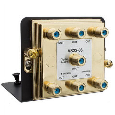 CableWholesale 70-0036 6 Way Splitter 2.4 GHz on Mounting Bracket ...