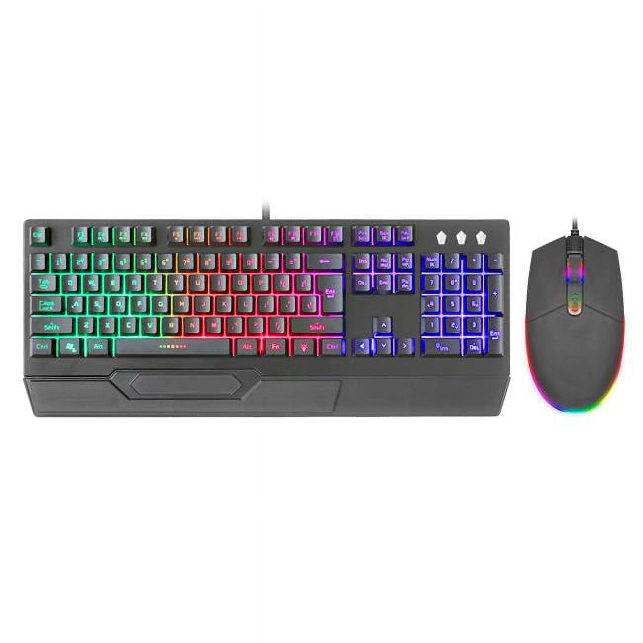 CableWholesale Gaming RGB LED Light up USB Keyboard & Mouse Combo, 104 ...