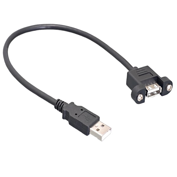 USB 2.0 Panel Mount Extension Cable, Type A Male to Panel Mount Female ...