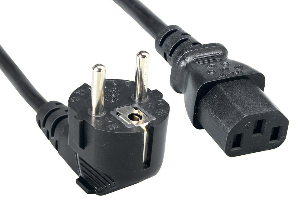 Cablelera European Schuko Right Angle Power Cord, CEE 7/7 to IEC320 C13, 6', 18 AWG, 16A, 250V ...