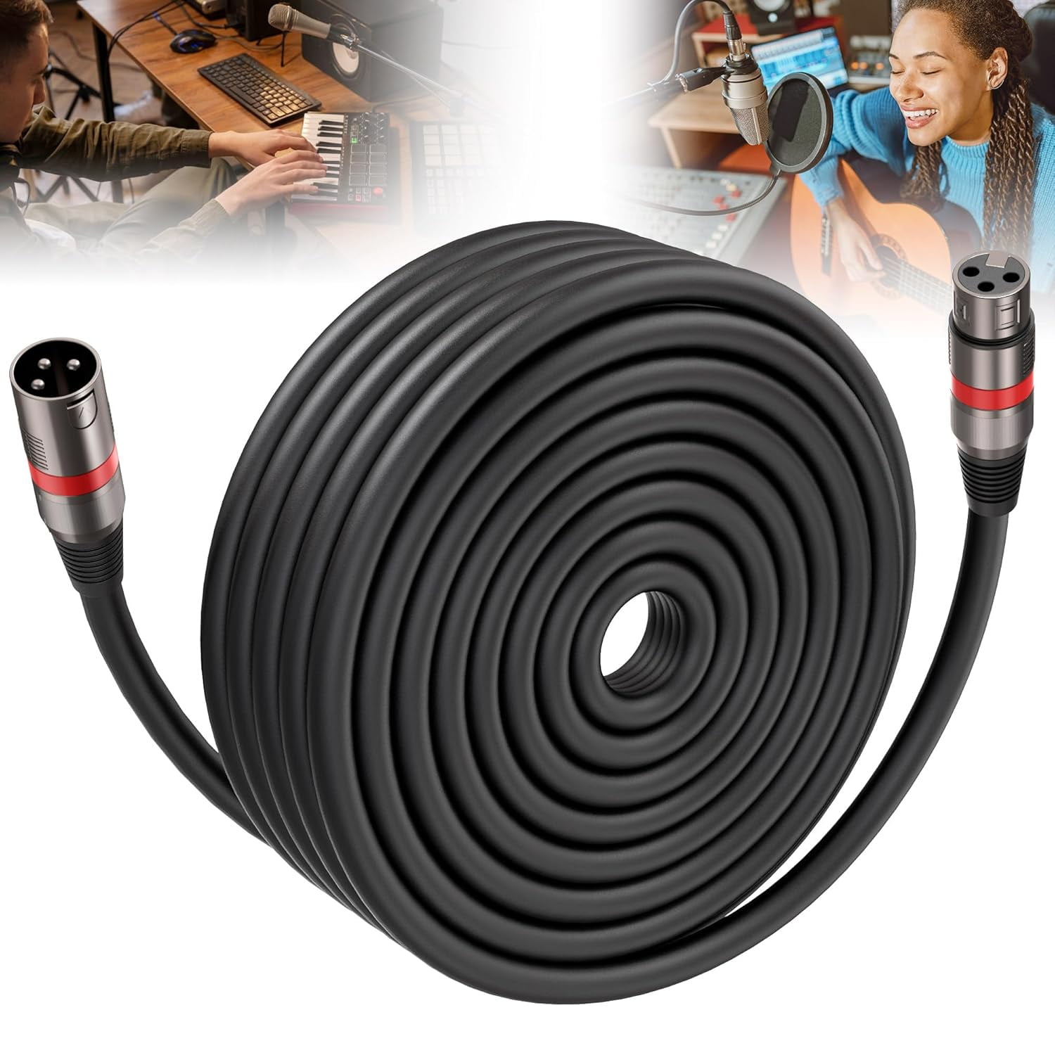 Cables 100FT/30M 2 Packs, Premium Heavy Duty Balanced Microphone Cable ...