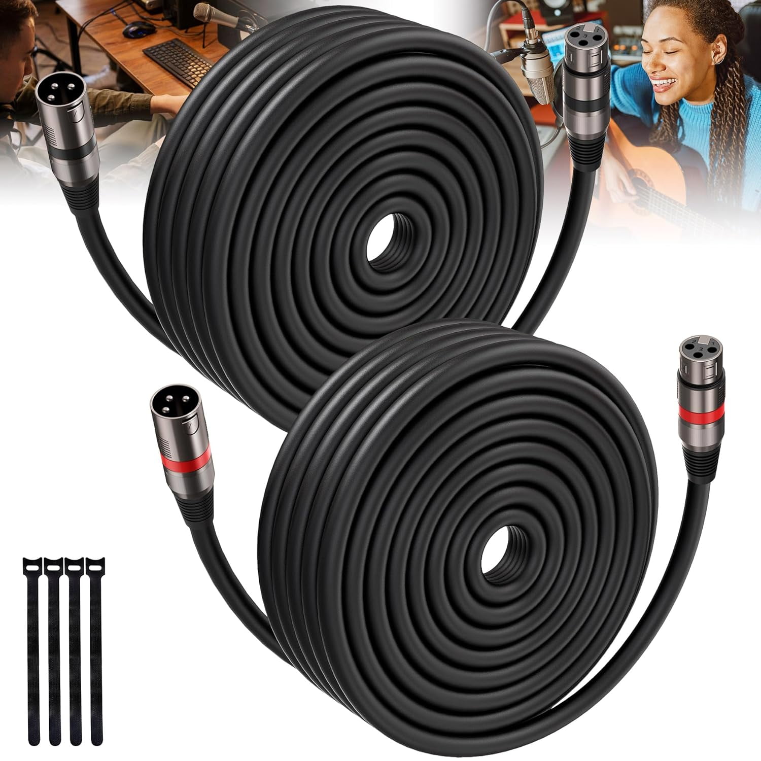 Cables 100FT/30M 2 Packs, Premium Heavy Duty Balanced Microphone Cable ...