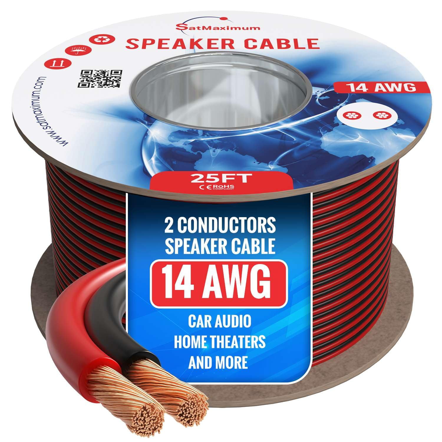 Cables Direct Online 100 ft 14/2 Speaker Wire 2-Conductor CL3 Rated CCA ...