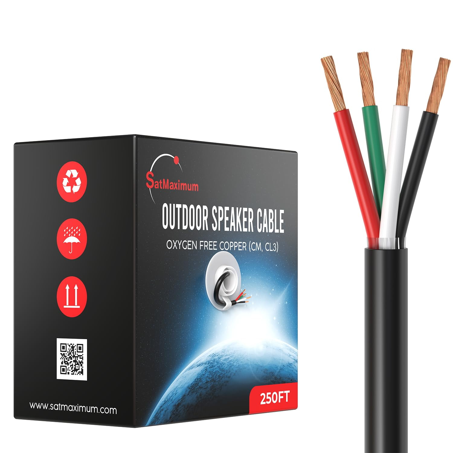 Cables Direct Online 16/4-Conductor Outdoor Speaker Wire – Oxygen-Free Copper (OFC), Direct ...