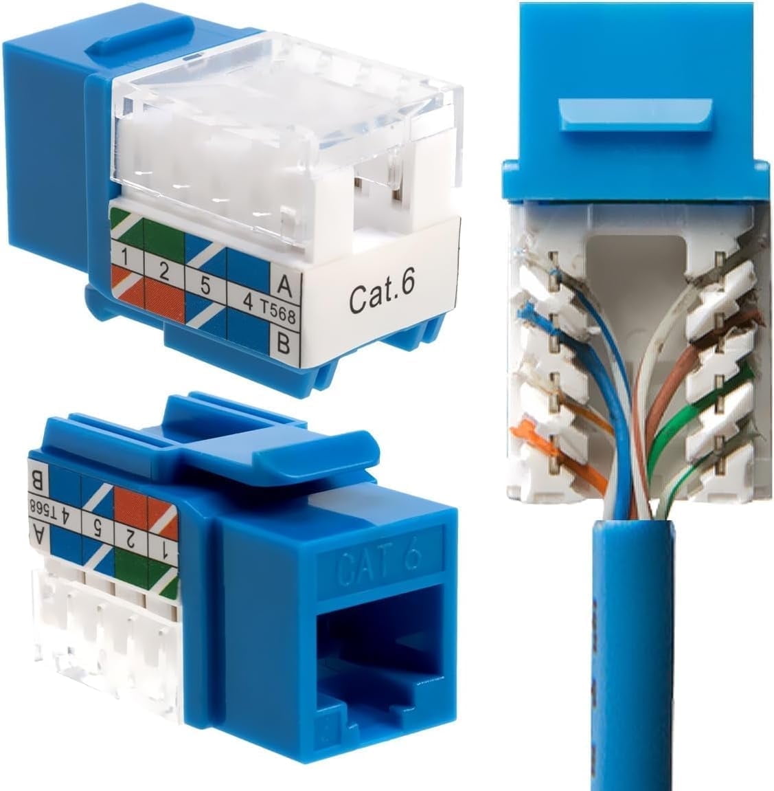 Cables Direct Online Cat6 45-Degree Keystone Ethernet Wall Jack, RJ45 ...