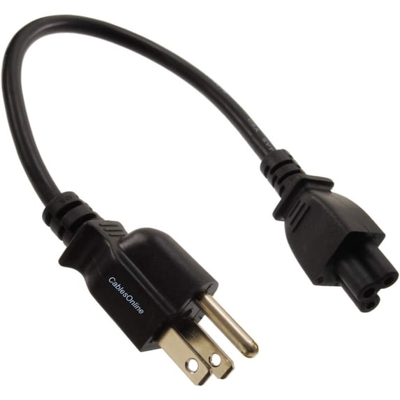 CablesOnline 1ft 3-Prong Laptop/Notebook Short AC Power Cable NEMA 5 ...