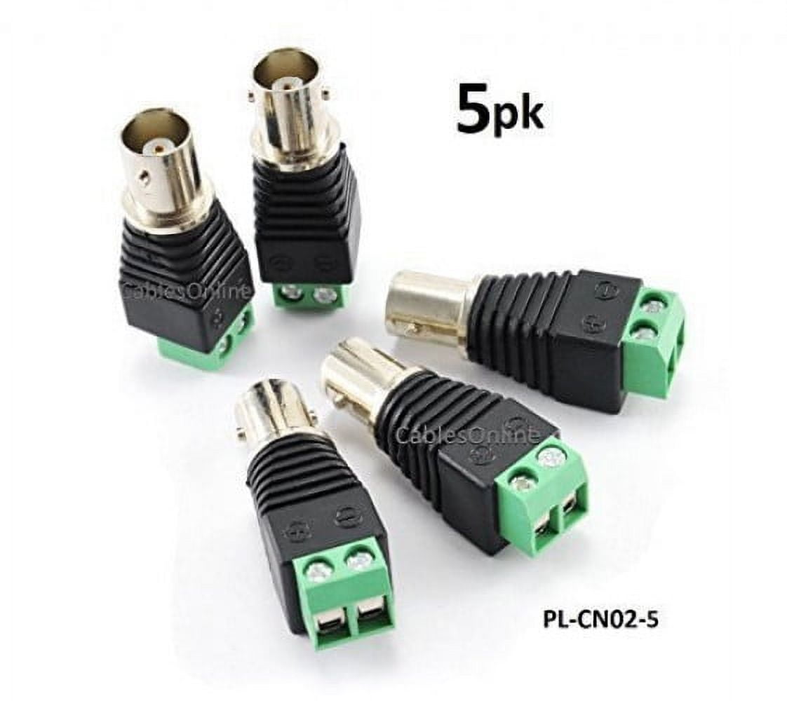 CablesOnline, 5-PACK BNC Female Jack to AV 2-Screw Terminal Block Balum ...