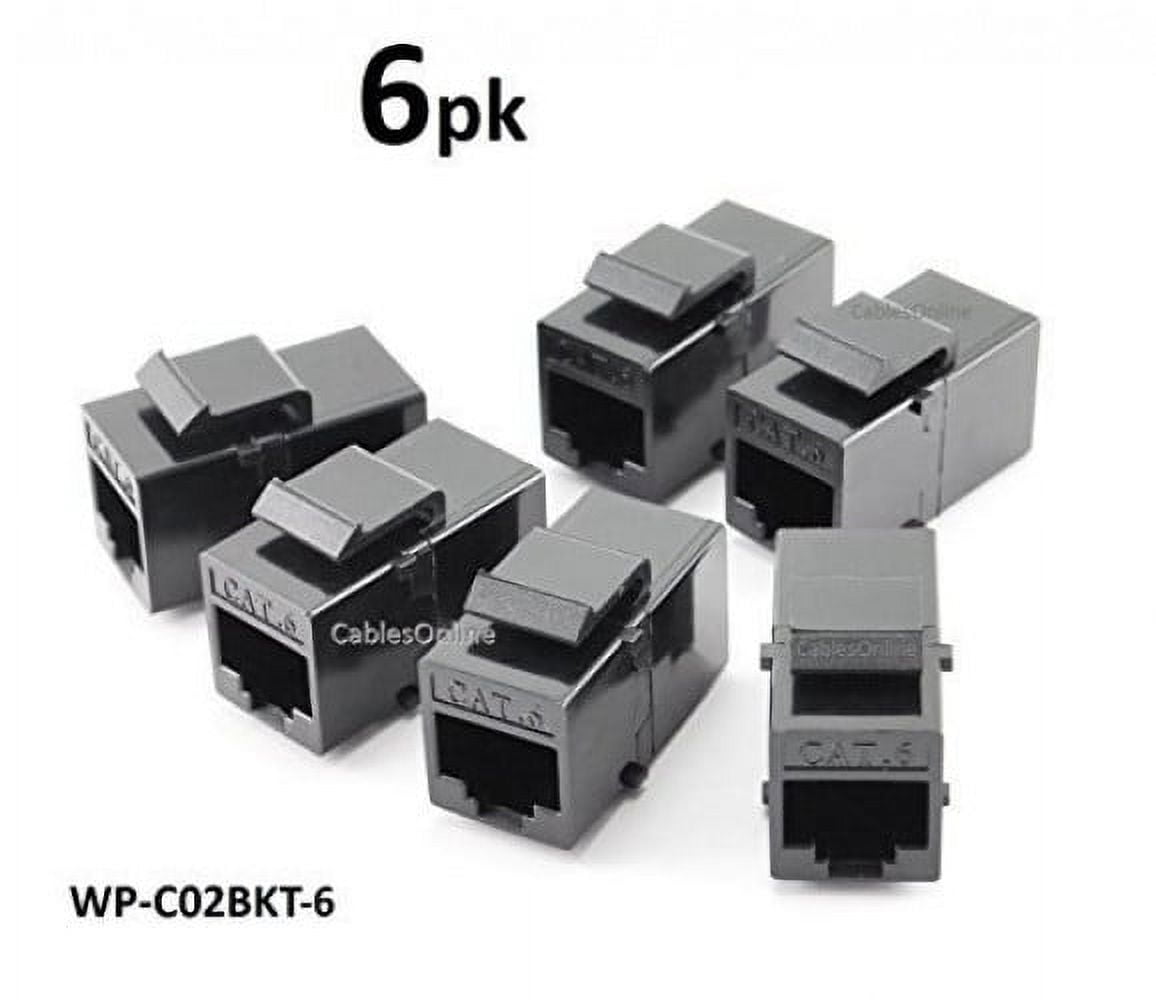 CablesOnline, 6-PACK CAT6 Female/Female RJ45 Ethernet Black Keystone ...