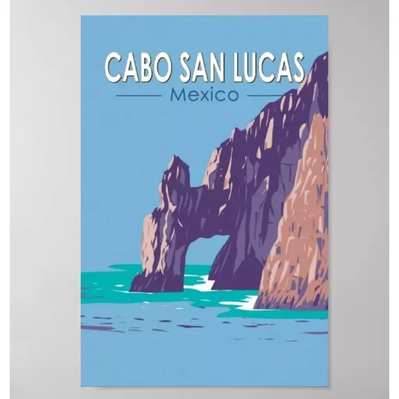 Cabo San Lucas Arch Mexico Travel Art Vintage Poster Home Decor Vintage ...
