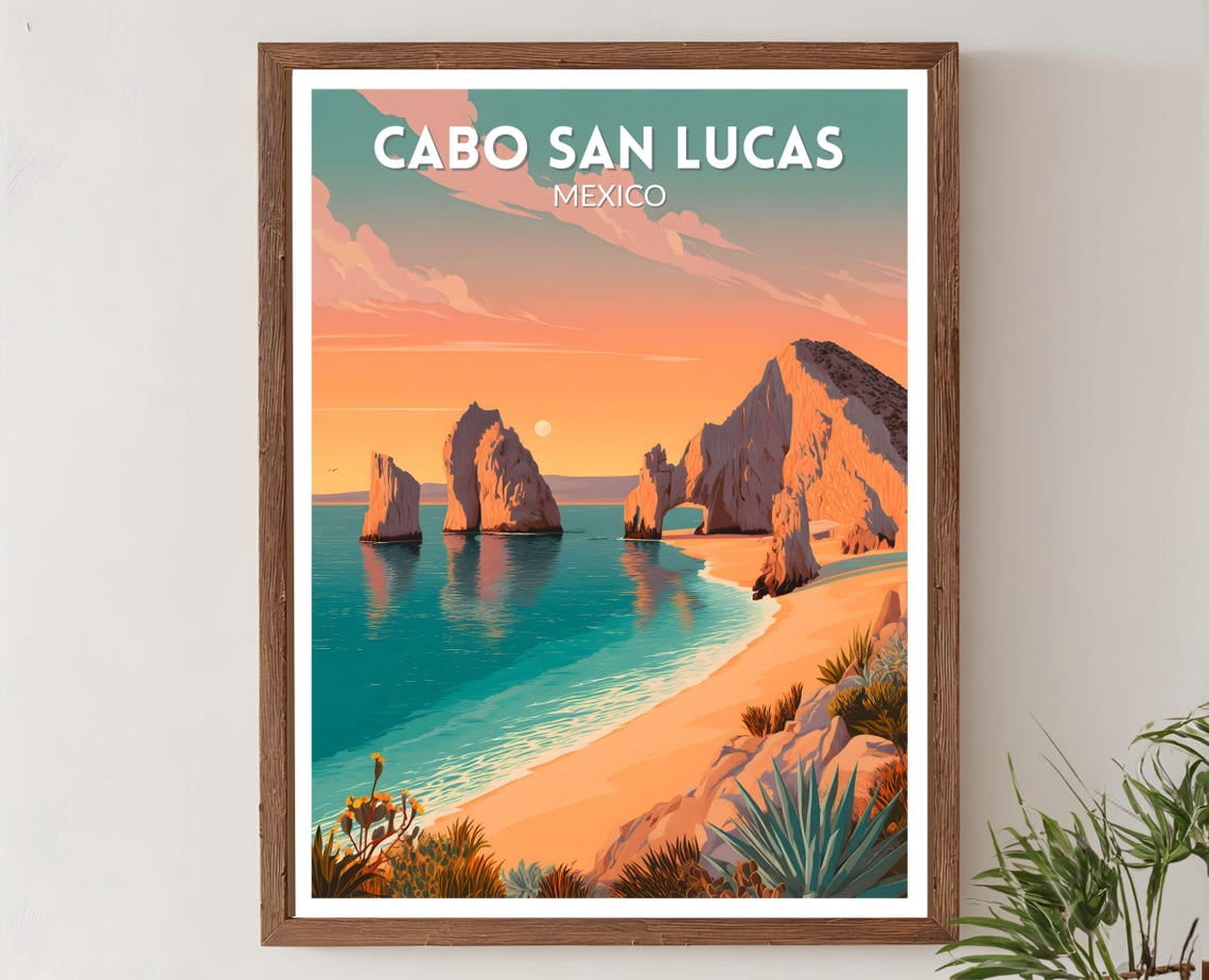 Cabo San Lucas Mexico Sunset Beach Romantic Tropical Coastal Wall Art ...