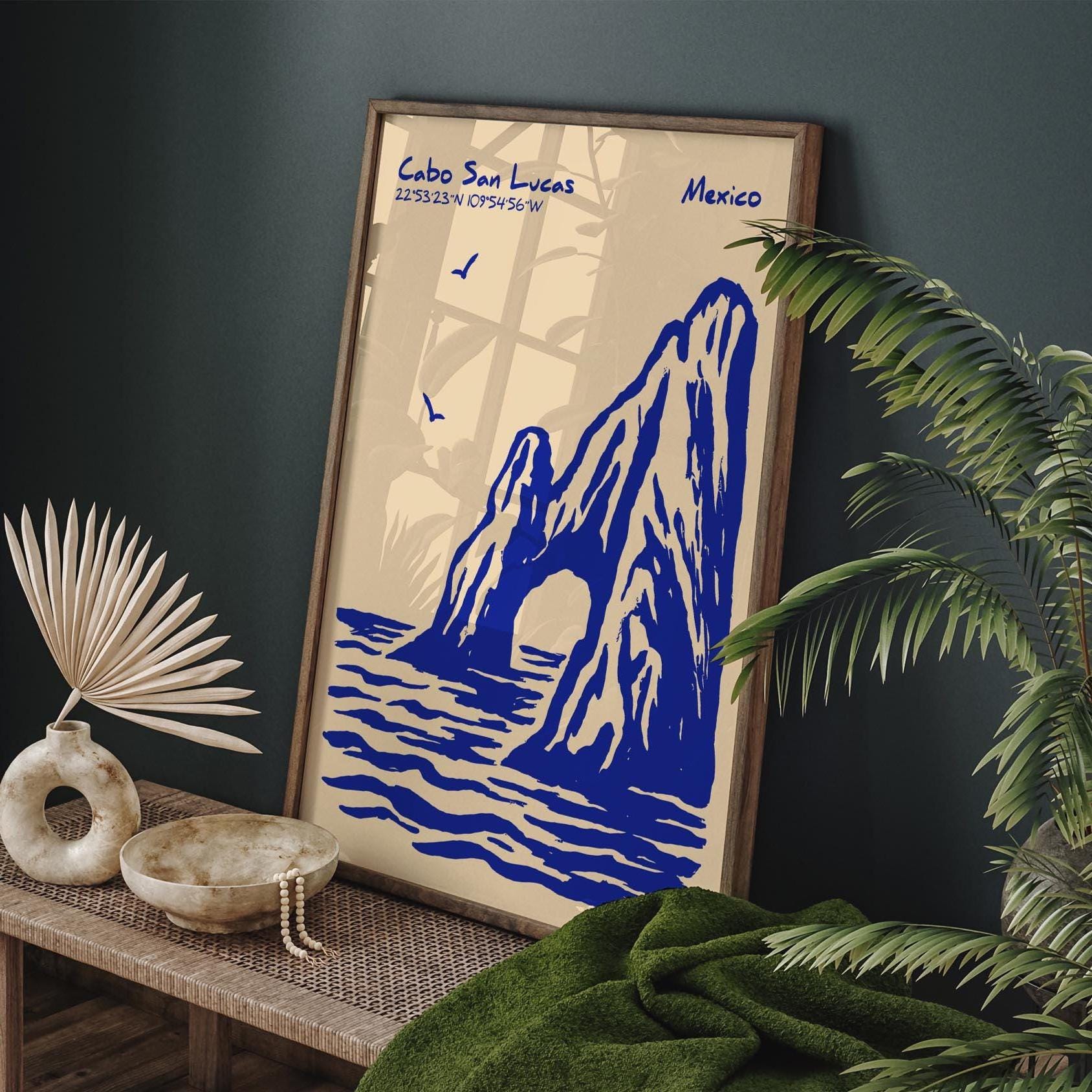Cabo San Lucas Poster, Blue Mexico Wall Art, Baja Arch Print UNFRAMED ...