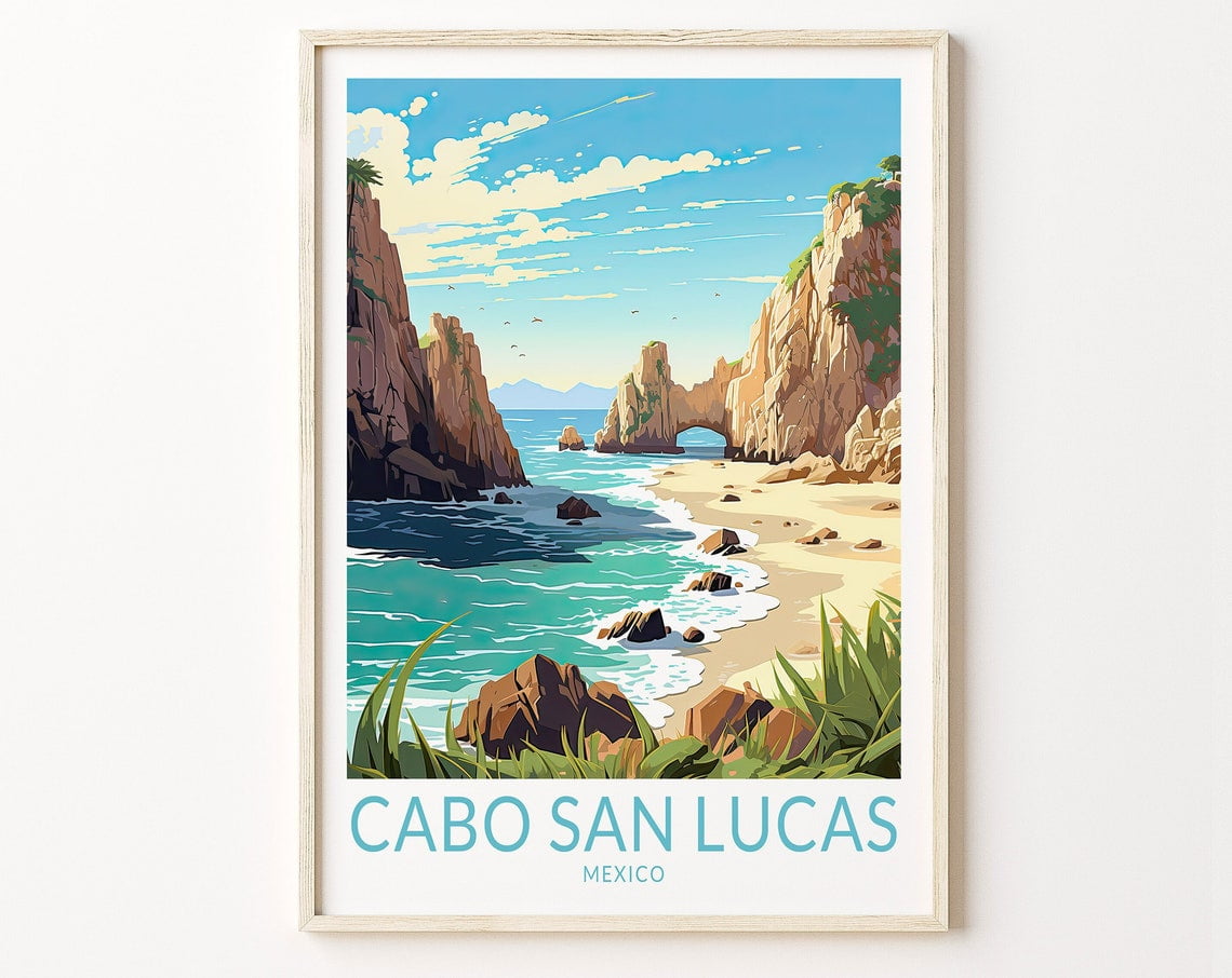 Cabo San Lucas Travel Poster, Cabo San Lucas Mexico City Travel Poster ...