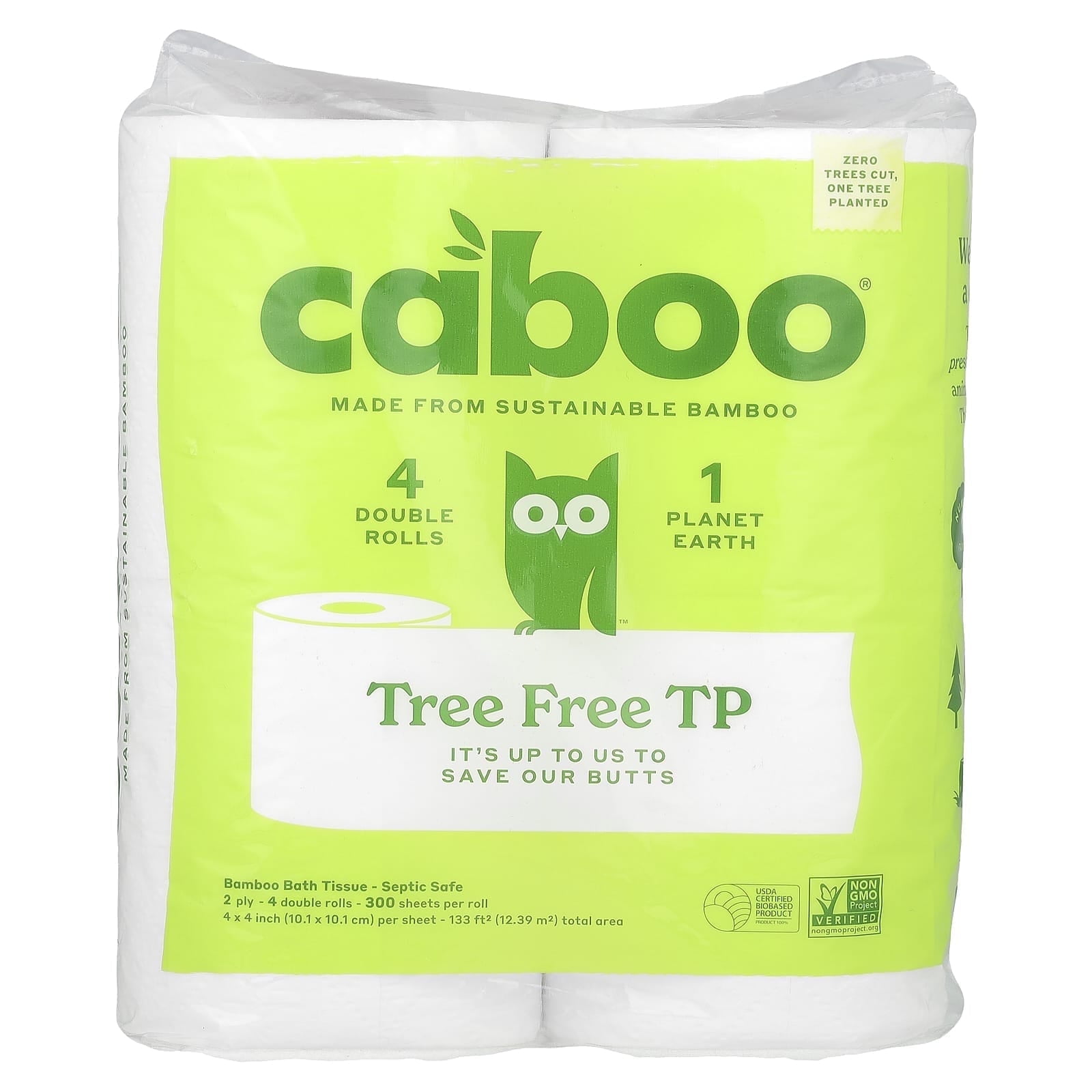 Caboo, Bamboo Bath Tissue, 4 Double Rolls Pack of 3 - Walmart.com