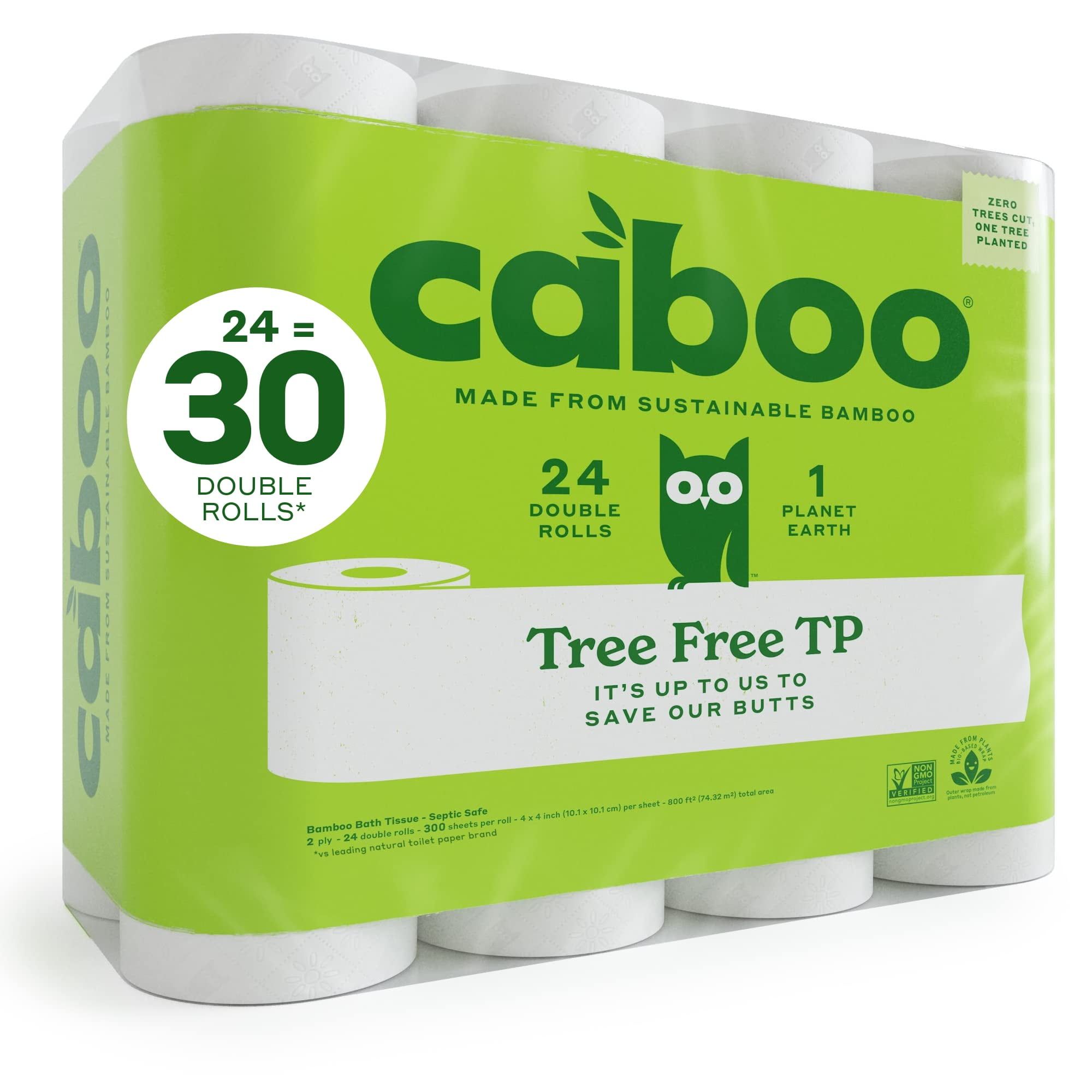 Caboo Tree Free Toilet Paper, Tree Free, Septic Safe Toilet Tissue, Eco ...