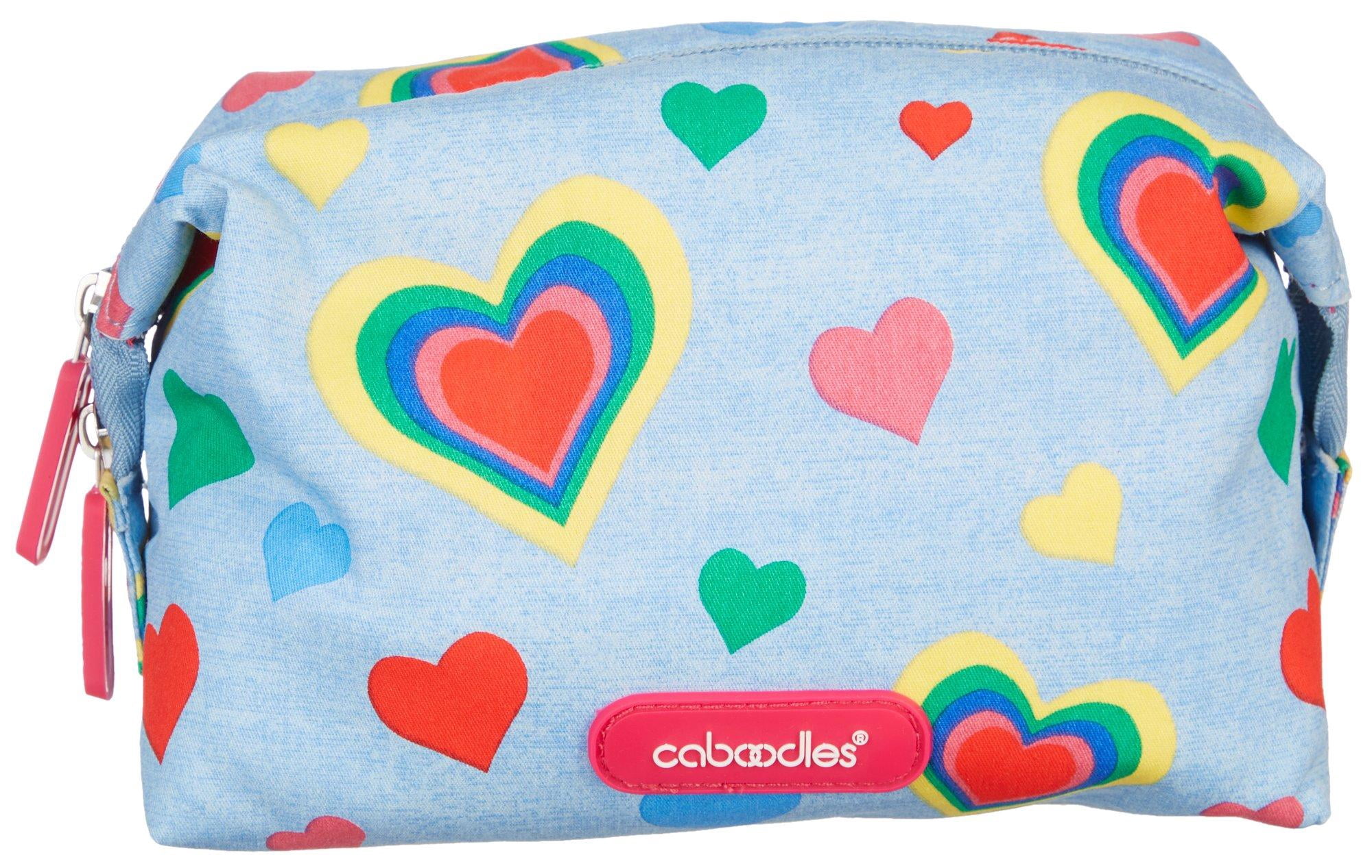Caboodles Heart Print Fabric Cosmetic Travel Bag One Size Blue multi ...