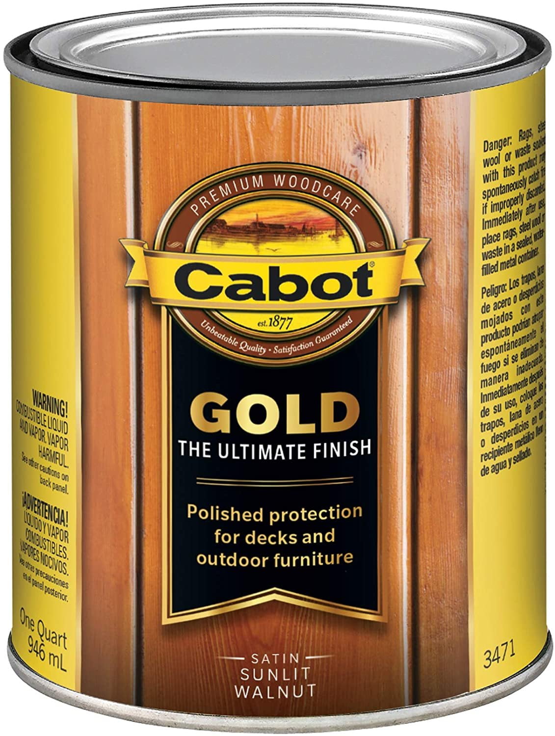 Cabot Gold Wood Gloss Interior Finish Stain, Sunlit Walnut, Quart ...