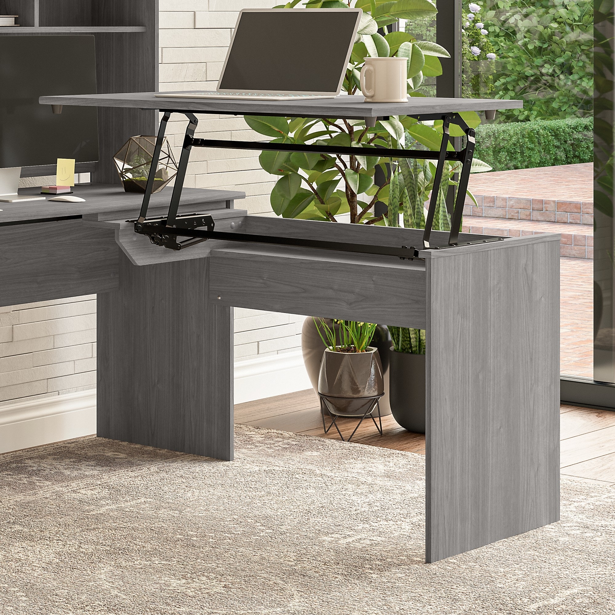 Cabot 3 Position Sit to Stand Desk Return in Modern Gray - Engineered ...