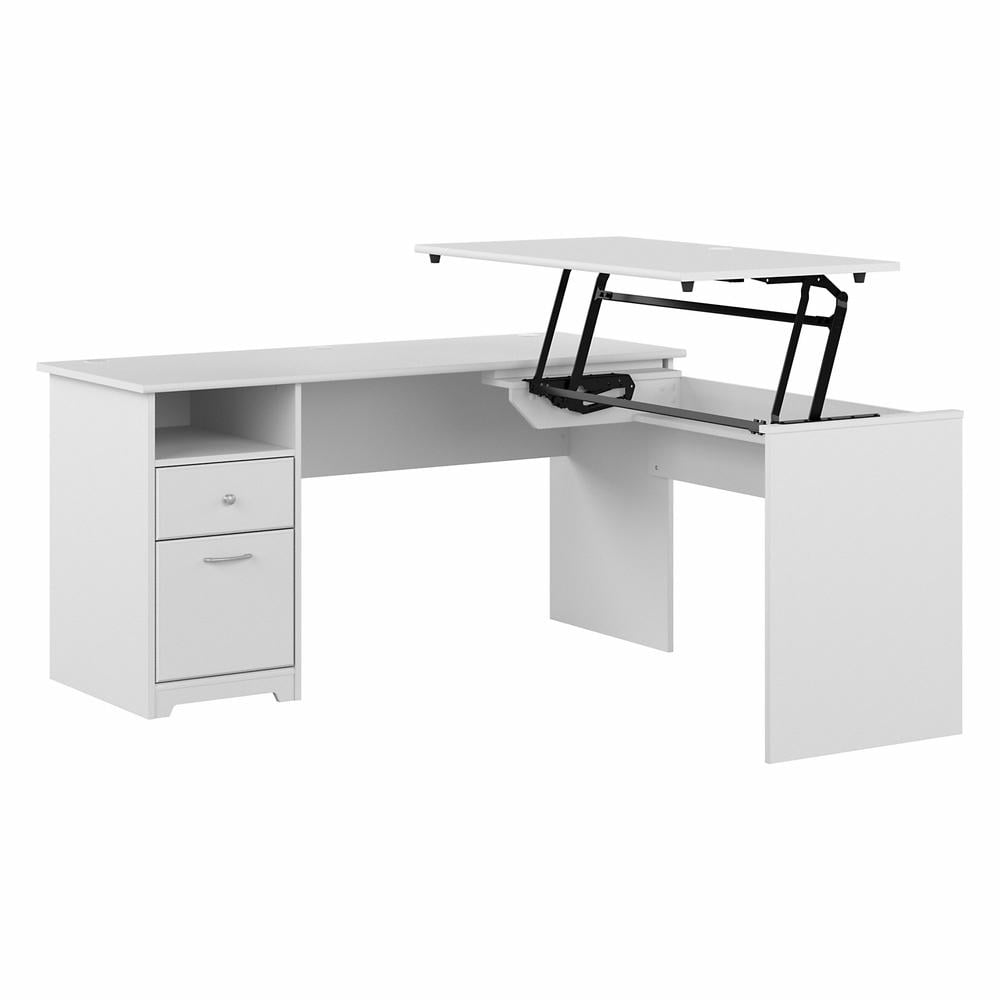 Free Shipping! Cabot 60W 3 Position L Shaped Sit Stand Desk in White ...