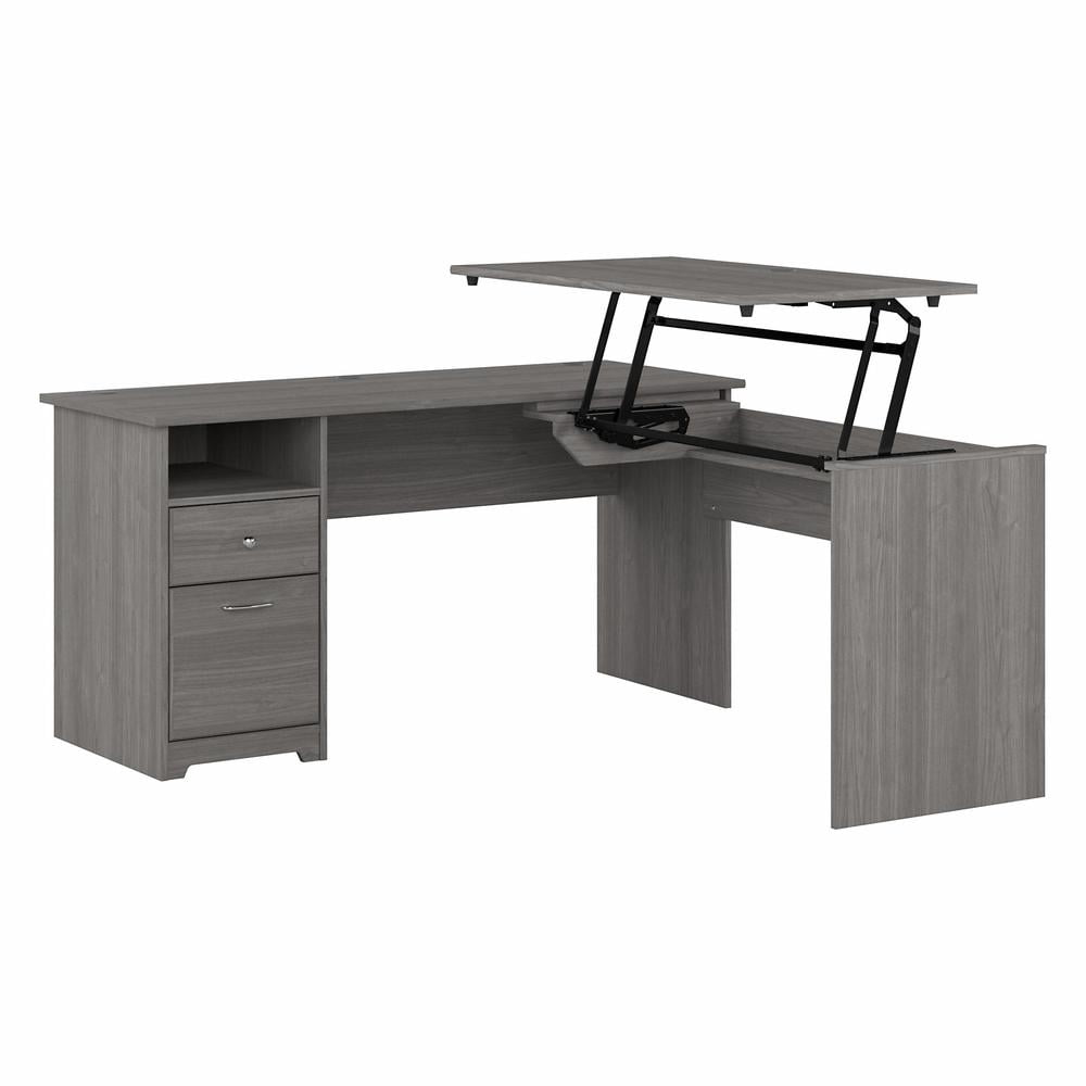 Cabot 60W 3 Position Sit to Stand L Shaped Desk in Modern Gray ...