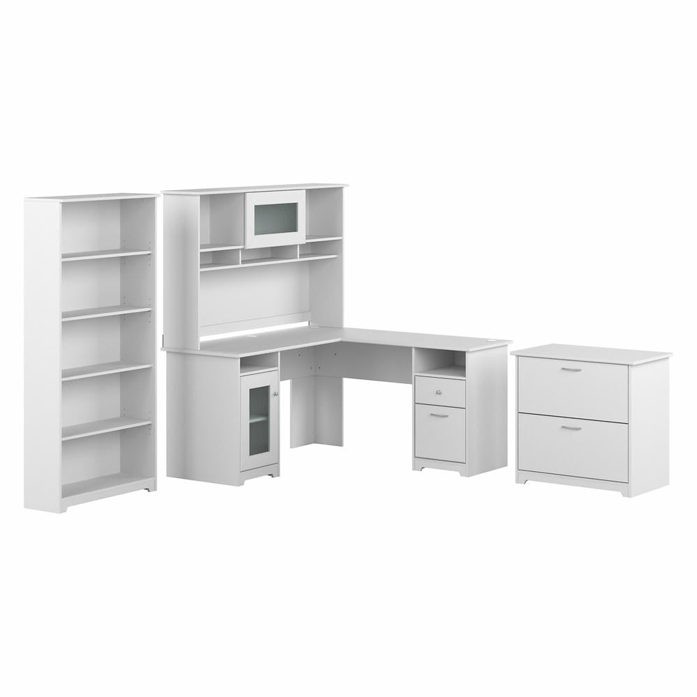 Cabot 60W L Shaped Computer Desk with Storage Set in White - Engineered ...