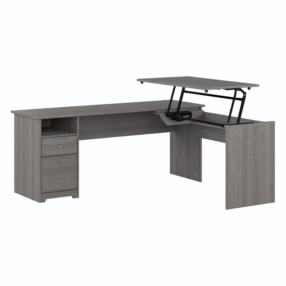 Cabot 72W 3 Position Sit to Stand L Shaped Desk in Modern Gray ...