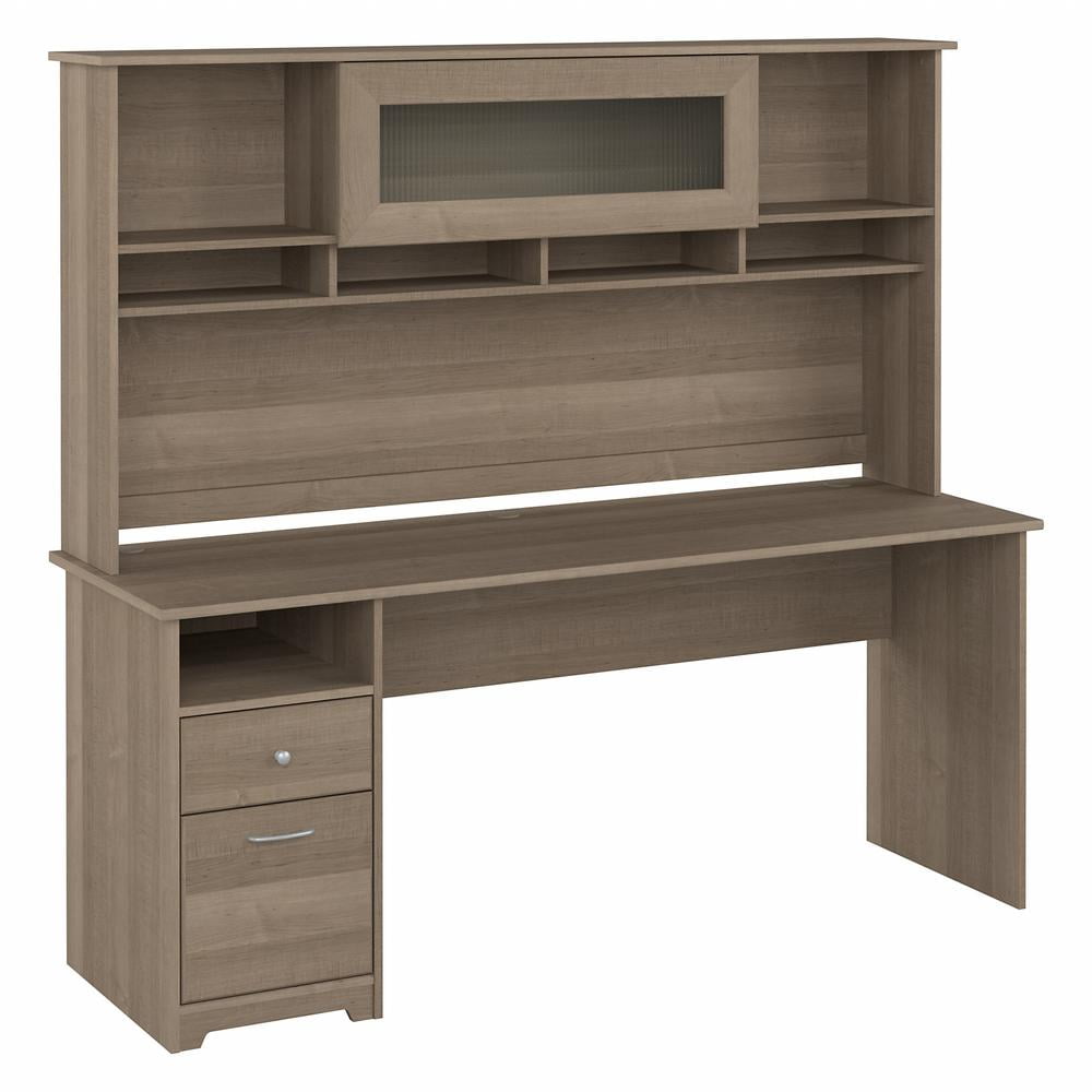 Cabot 72W Ash Gray Computer Desk & Hutch - Small Office Storage ...
