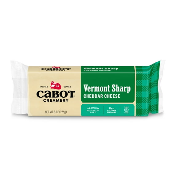 Cabot Creamery Sharp Cheddar Cheese Block 8oz (Refrigerated) - Walmart.com