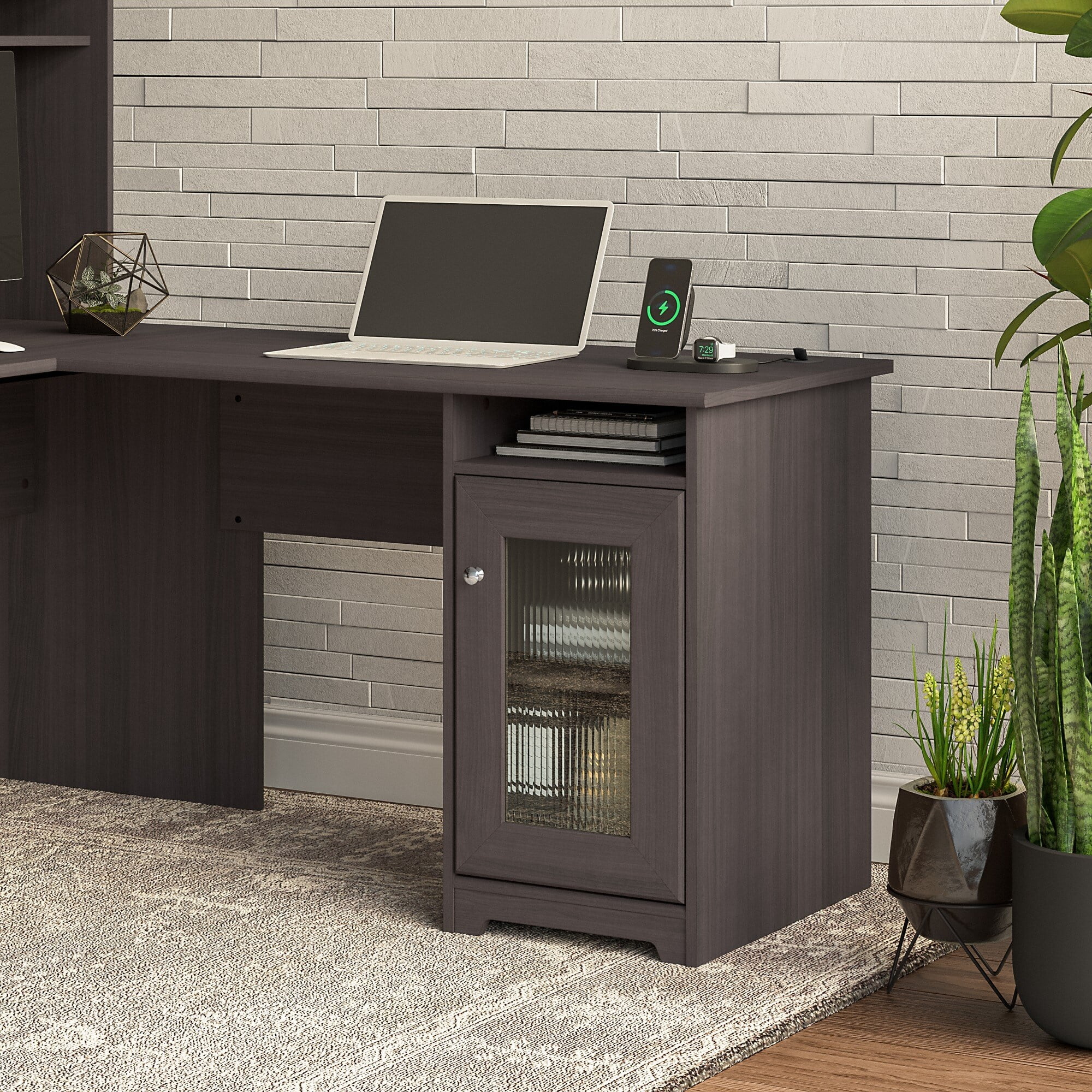 Cabot Desk Return with Storage in Heather Gray - Engineered Wood ...