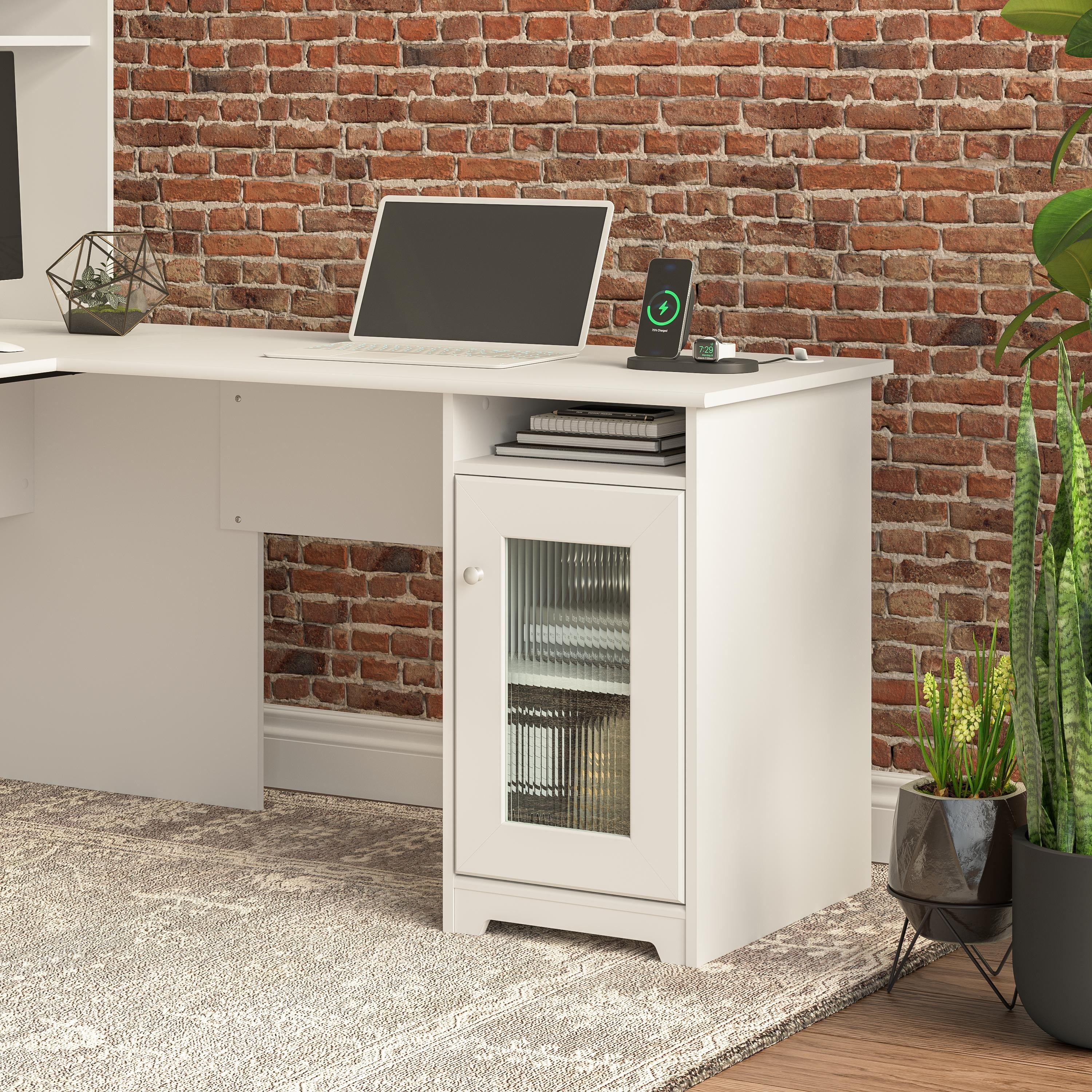 Cabot Desk Return with Storage in White - Engineered Wood - Walmart.com